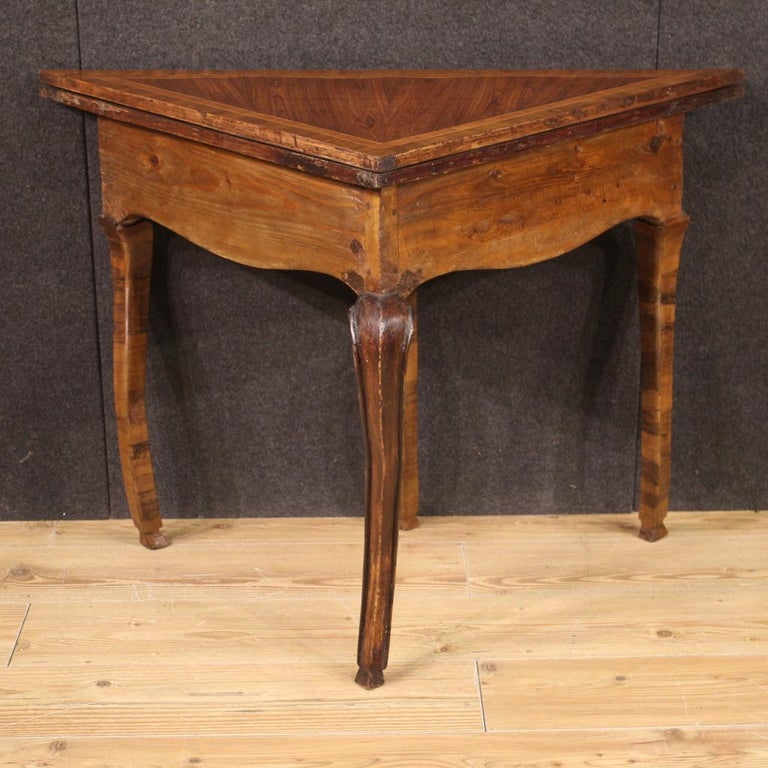 20th Century Inlaid Wood Venetian Corner Cabinet Game Table, 1950 For ...