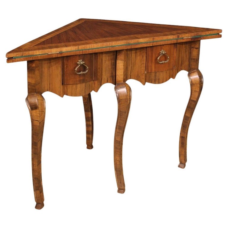 20th Century Inlaid Wood Venetian Corner Cabinet Game Table, 1950 For ...