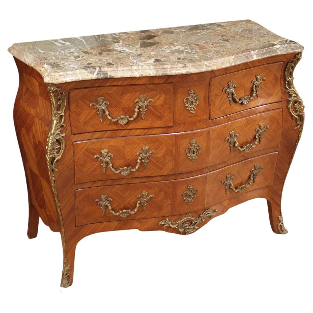 20th Century Inlaid Wood with Marble Top French Louis XVI Style Dresser ...