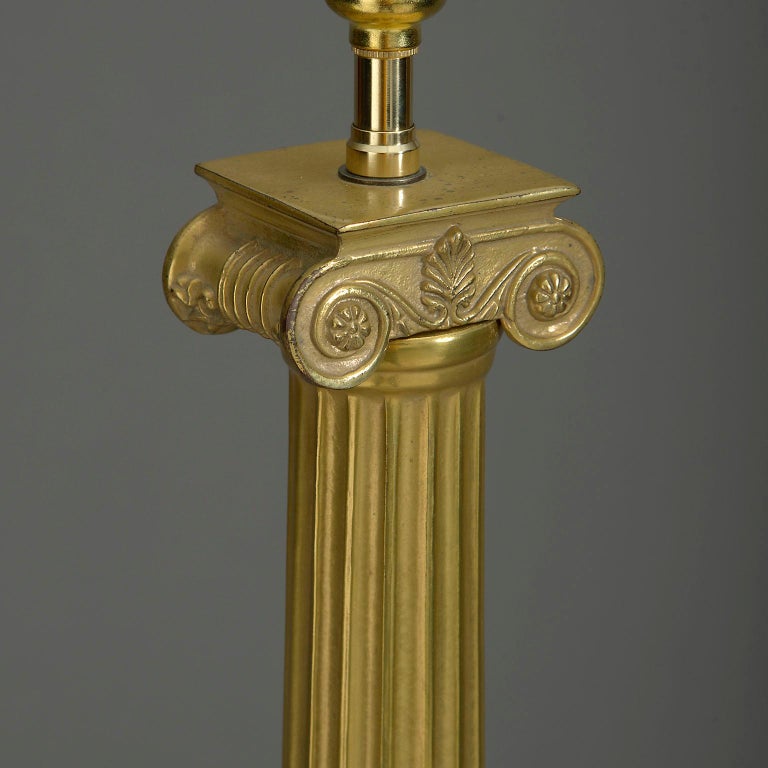 20th Century Ionic Brass Column Lamp in the Regency Taste For Sale at 1stDibs