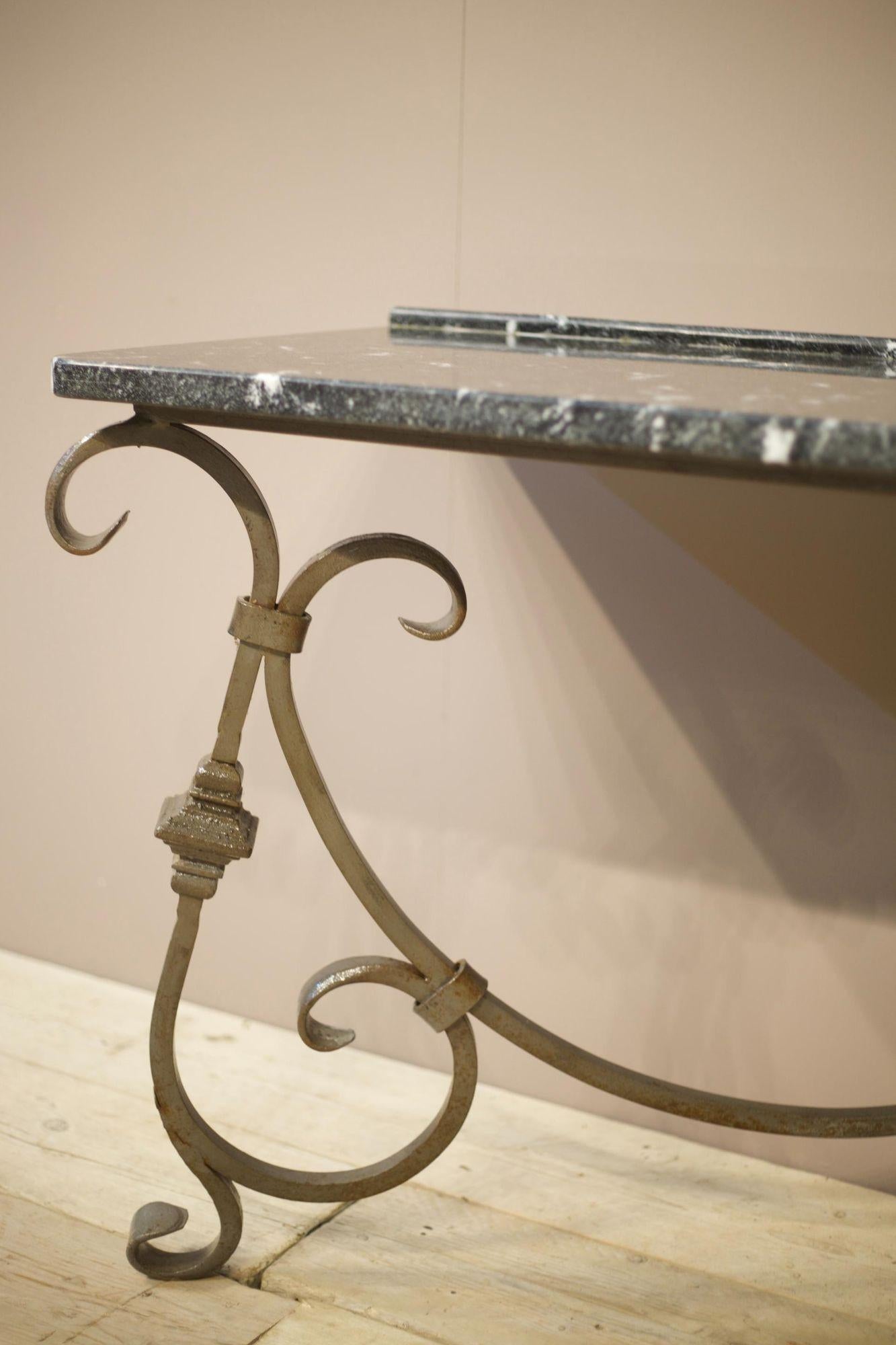 20th Century Iron and Black Marble Console Table For Sale at 1stDibs
