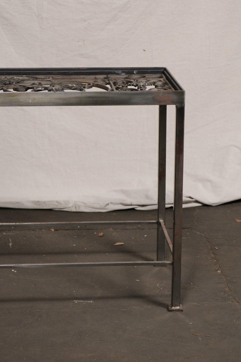 20th Century Iron Console Table with Iron Grate Insert For Sale at 1stDibs