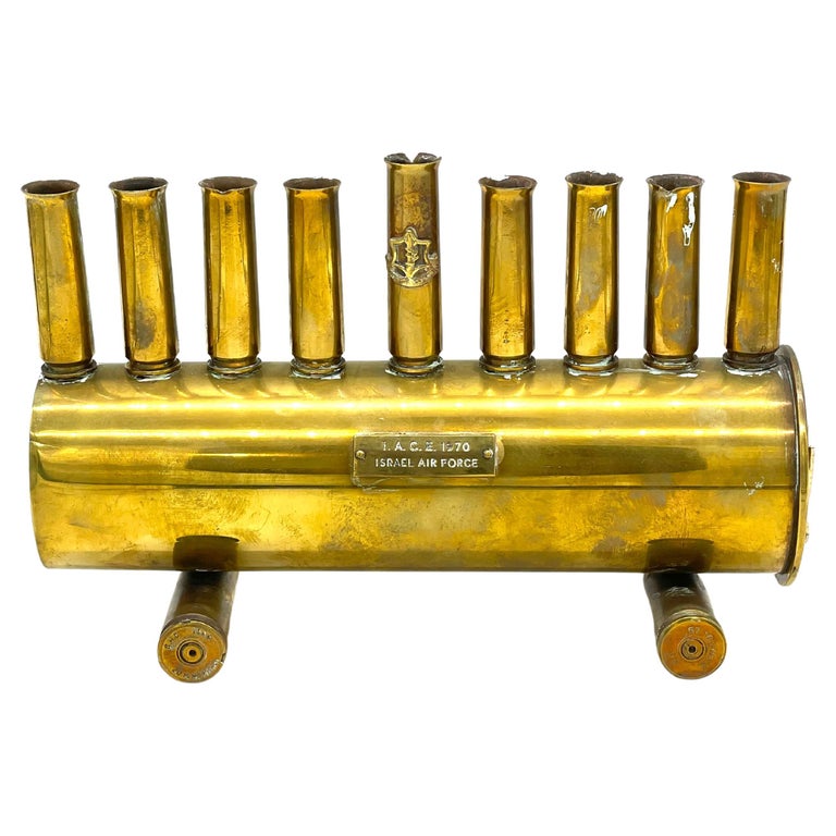 20th Century Israeli Defense Forces Brass Hanukkah Lamp For Sale at 1stDibs