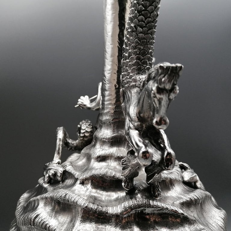 20th Century Italia Solid Silver Jug and Dish Neptune For Sale at 1stDibs