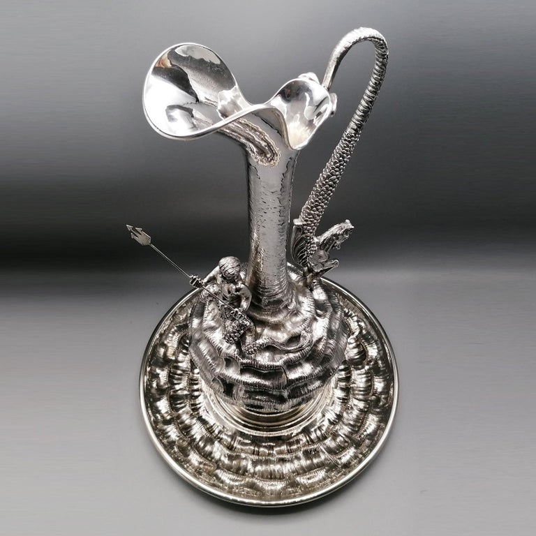 20th Century Italia Solid Silver Jug and Dish Neptune For Sale at 1stDibs