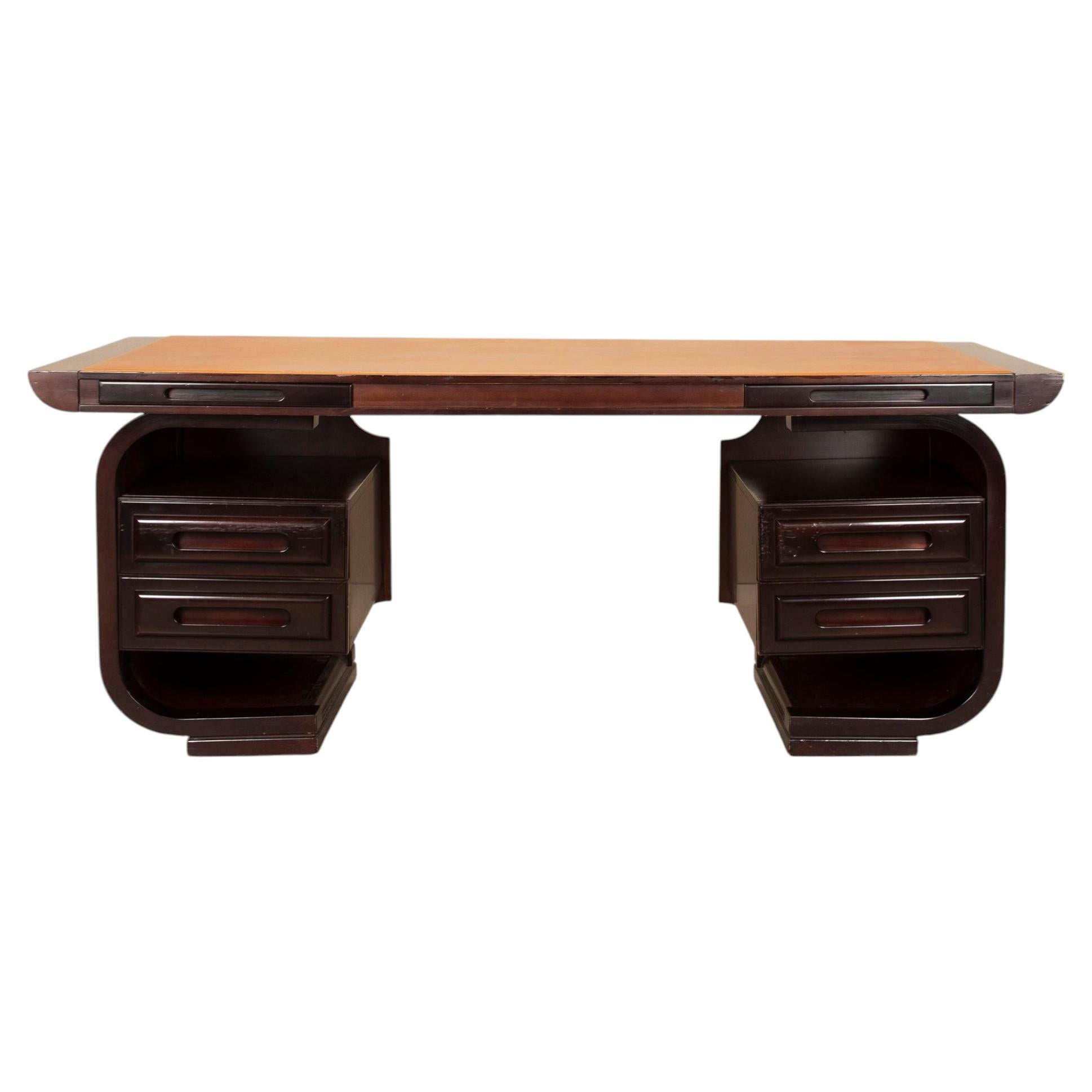 Art Deco desk in rounded, asymmetrical 1930s For Sale at 1stDibs