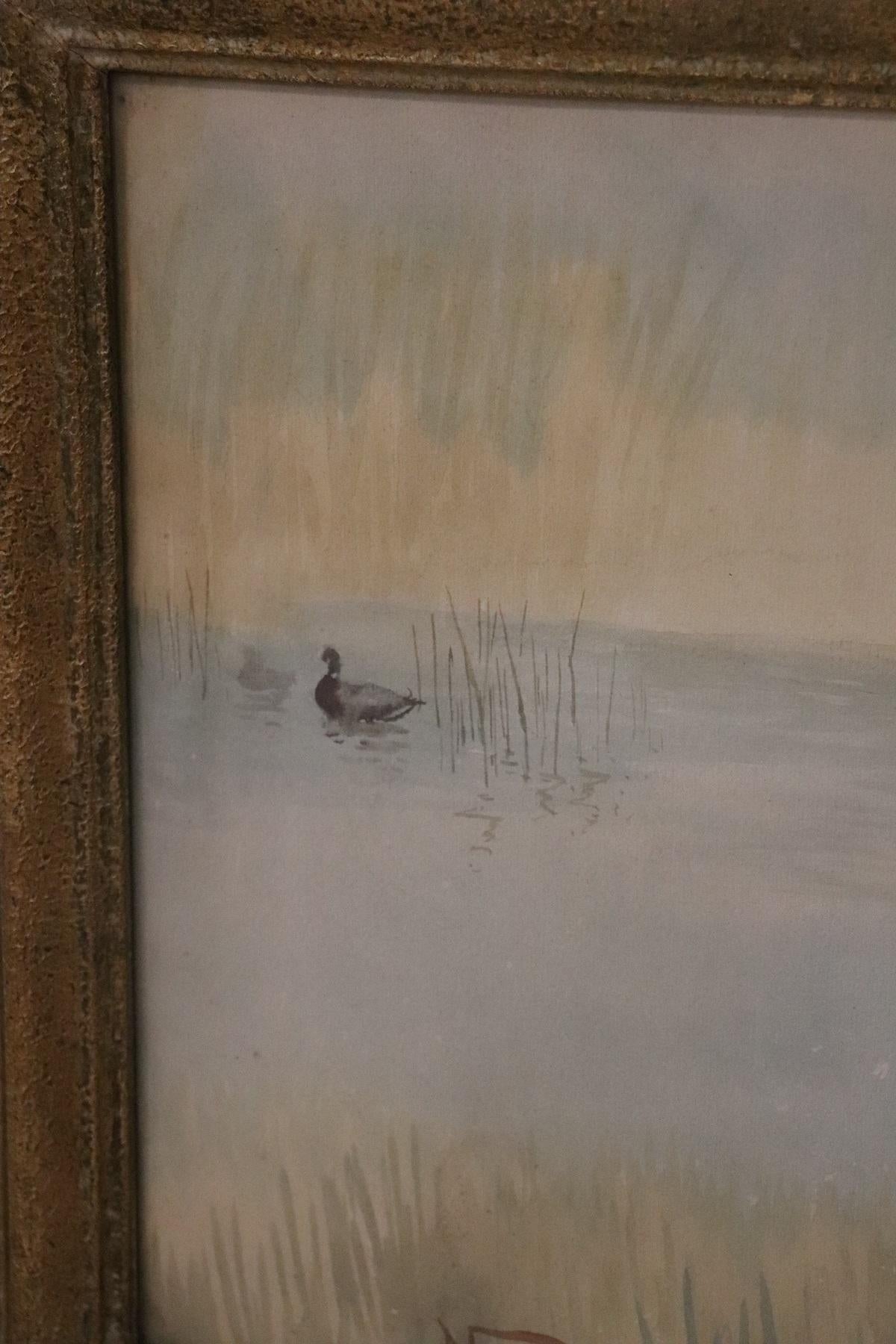 20th Century Italian Artist Hunting Scene Watercolors on Paper by Mario ...