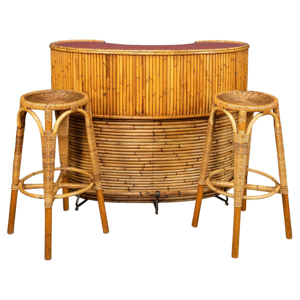 20th Century Italian Bamboo Cocktail Bar and Bar Stools, circa 1950 at ...