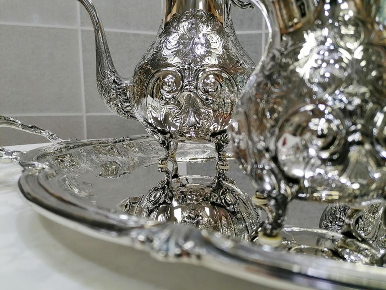20th Century Italian Baroque Sterling Silver Engraved Tea-Coffeeset ...