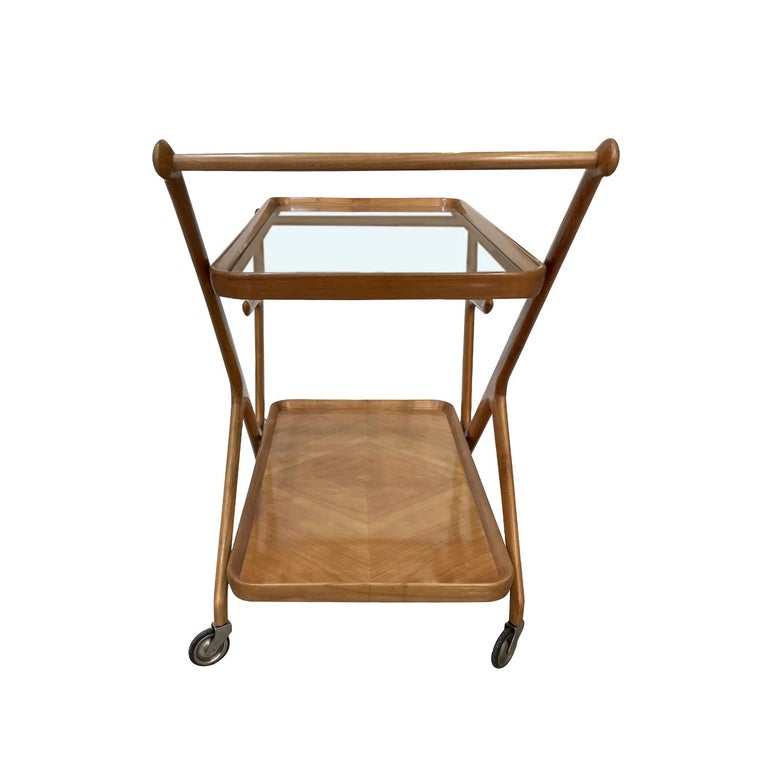 20th Century Italian Cassina Walnut Bar Cart, Tea Trolley by Cesare ...