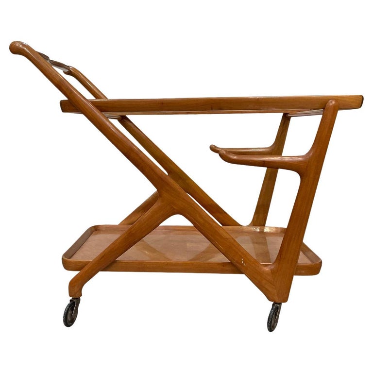 20th Century Italian Cassina Walnut Bar Cart, Tea Trolley by Cesare ...