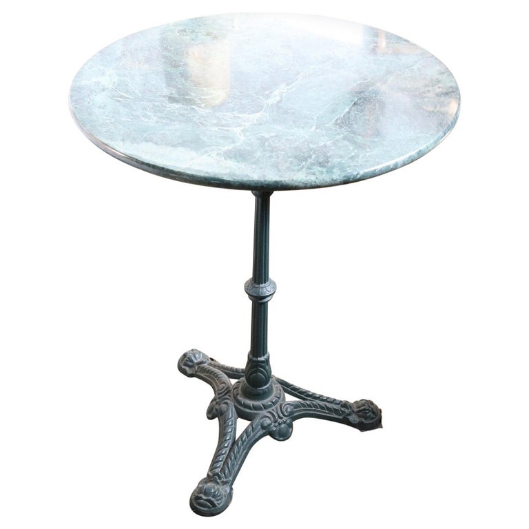 20th Century Italian Cast Iron Garden Pedestal Table with Green Marble ...