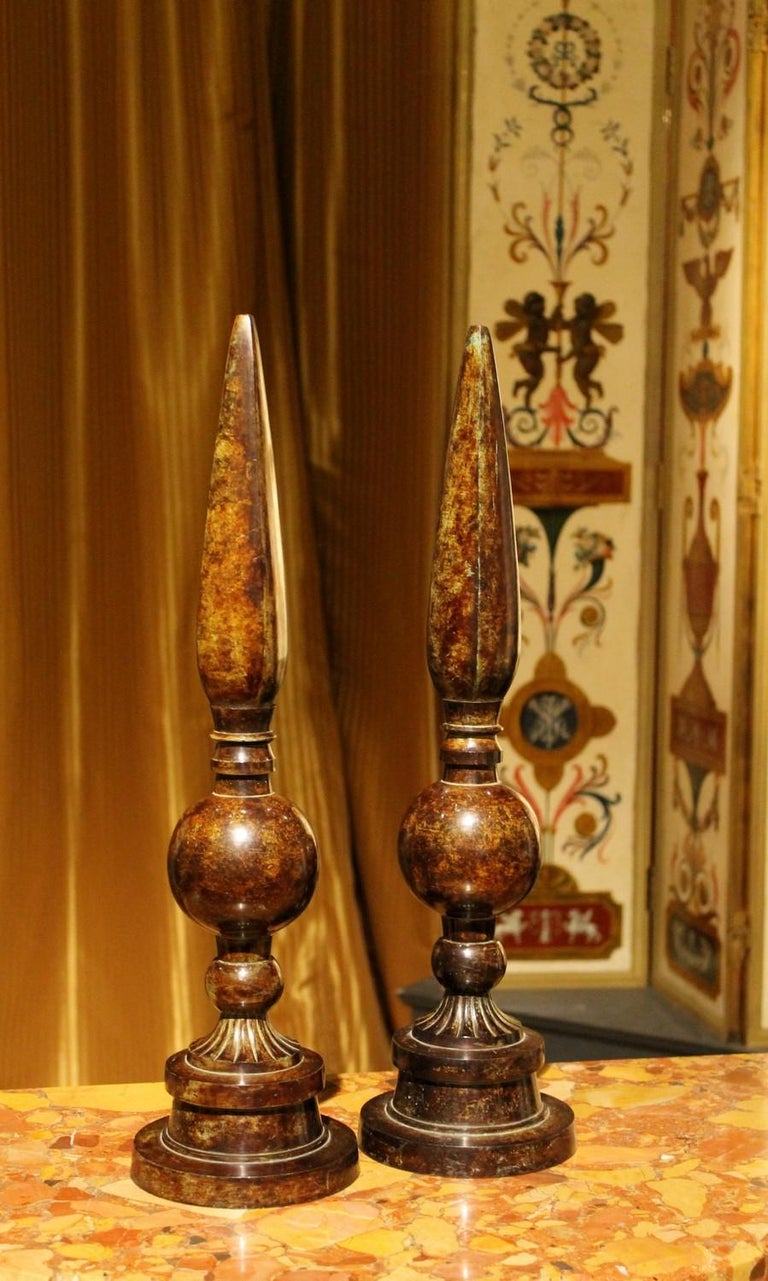 20th Century Italian Cold Painted Brown Patinated Decorative Obelisks ...
