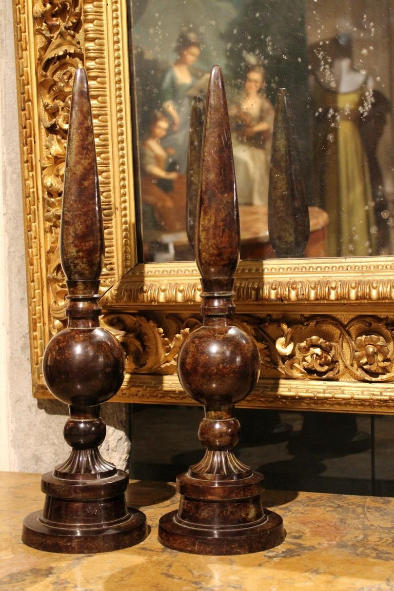 20th Century Italian Cold Painted Brown Patinated Decorative Obelisks ...