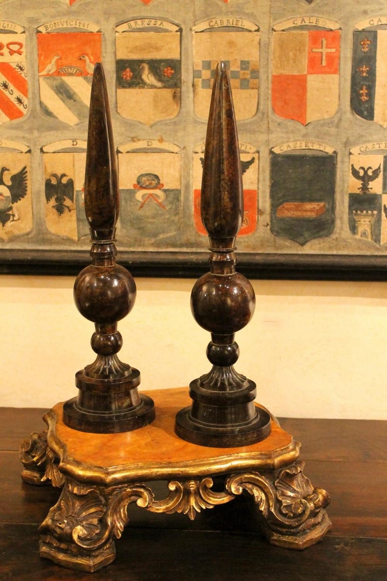 20th Century Italian Cold Painted Brown Patinated Decorative Obelisks ...