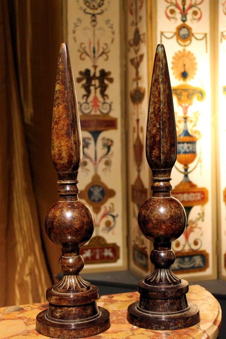 20th Century Italian Cold Painted Brown Patinated Decorative Obelisks ...