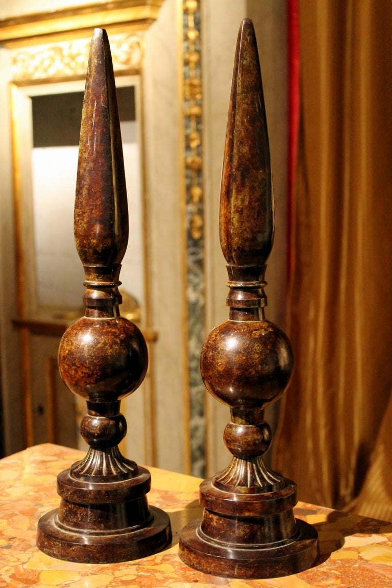 20th Century Italian Cold Painted Brown Patinated Decorative Obelisks ...