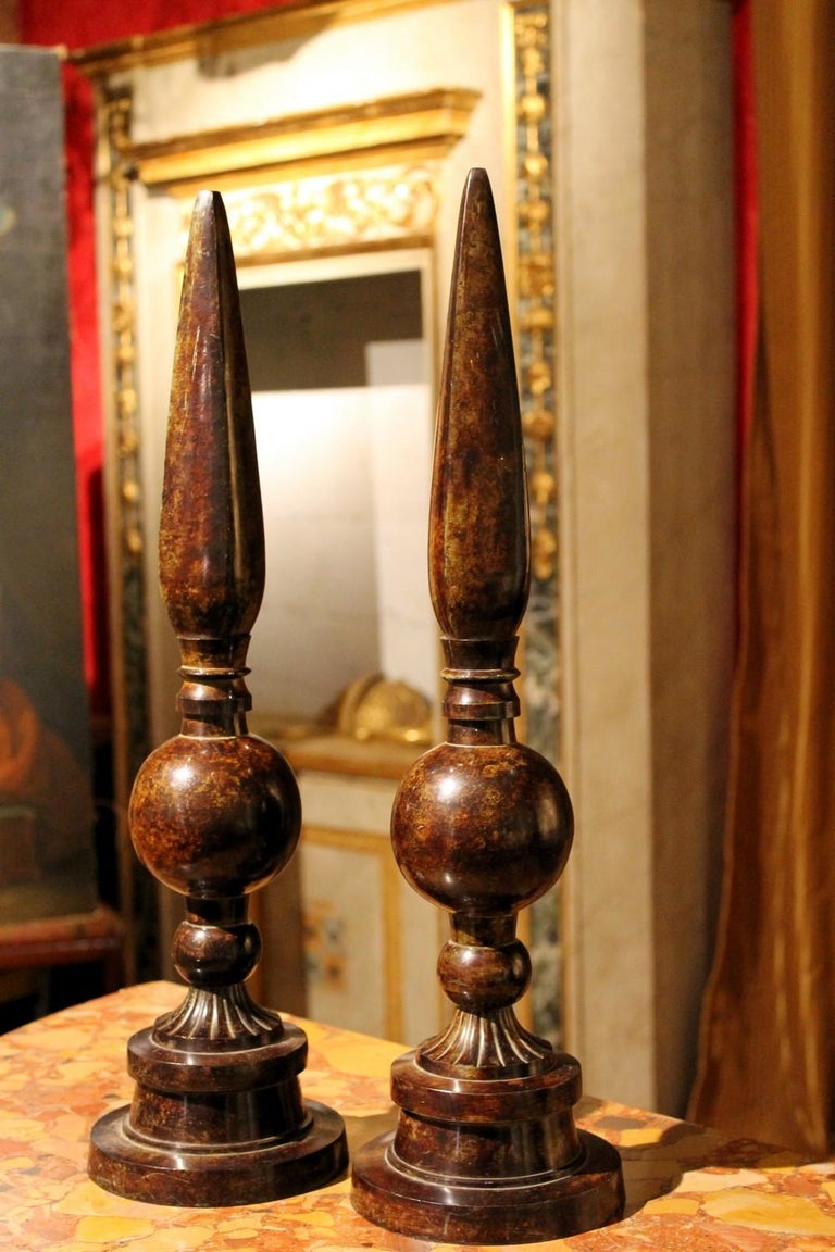 20th Century Italian Cold Painted Brown Patinated Decorative Obelisks ...