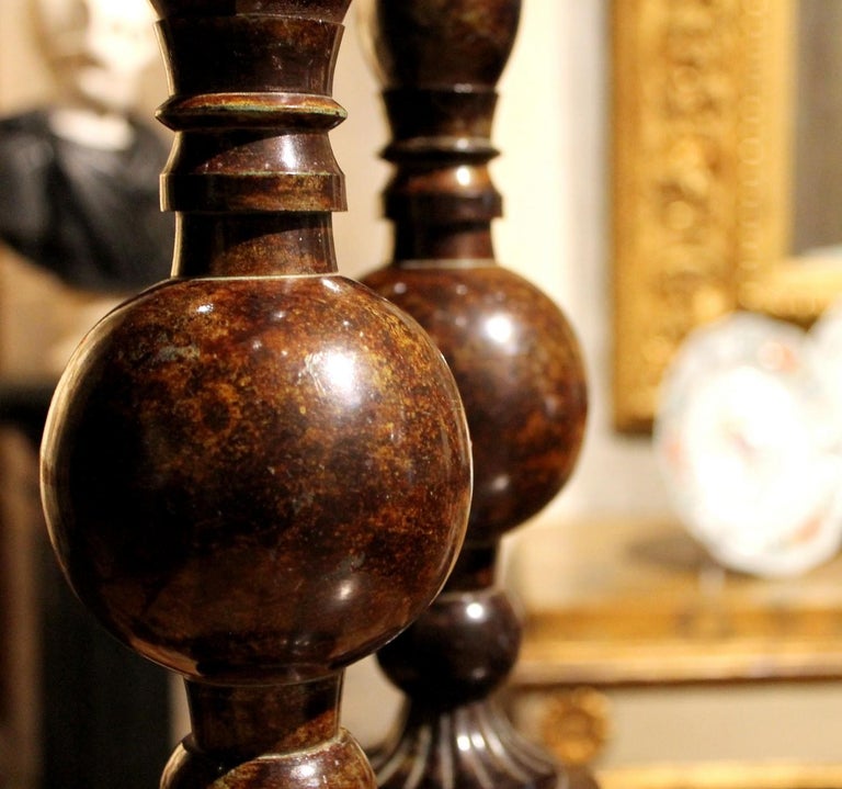 20th Century Italian Cold Painted Brown Patinated Decorative Obelisks ...