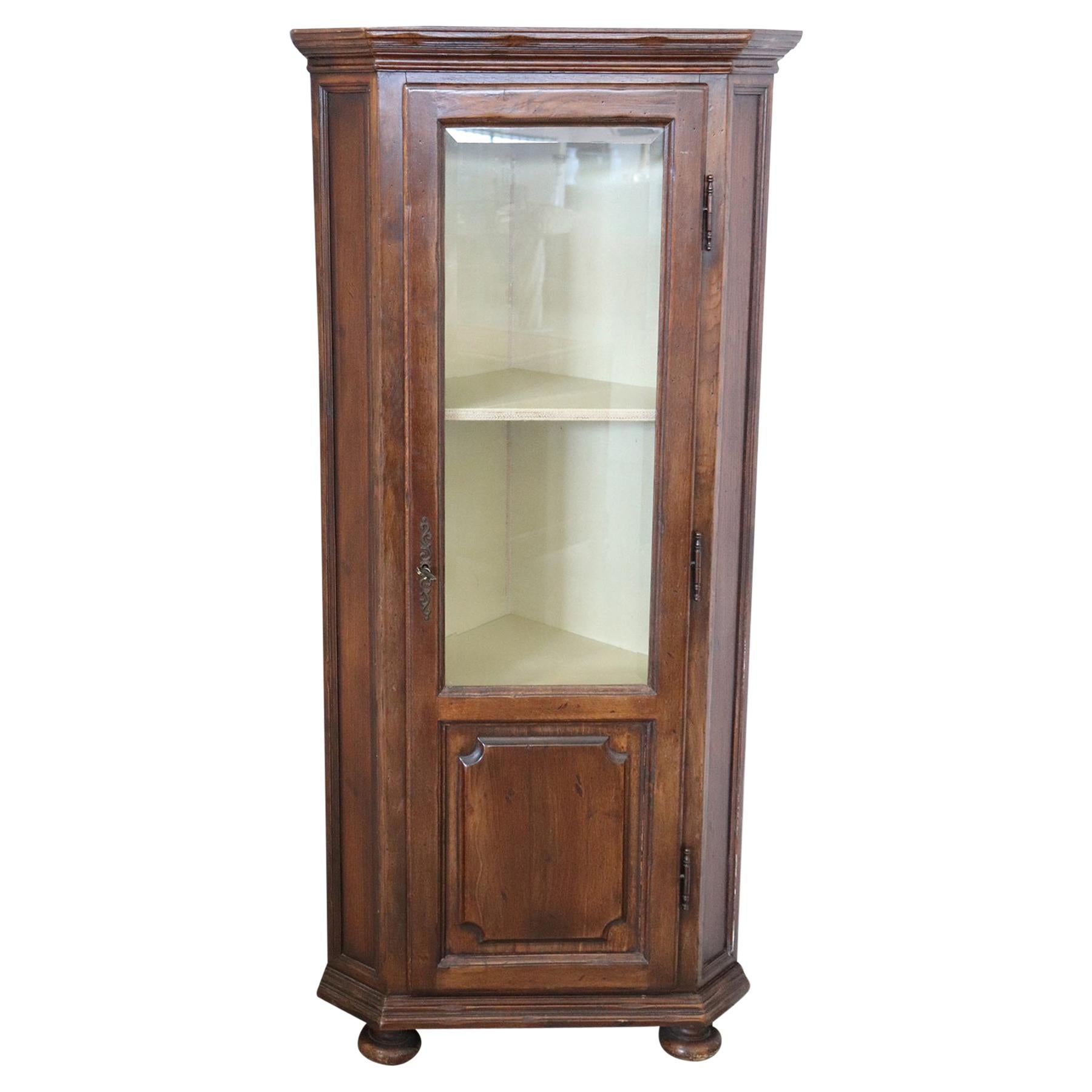 20th Century Italian Corner Cupboard or Corner Cabinet in Walnut Wood ...