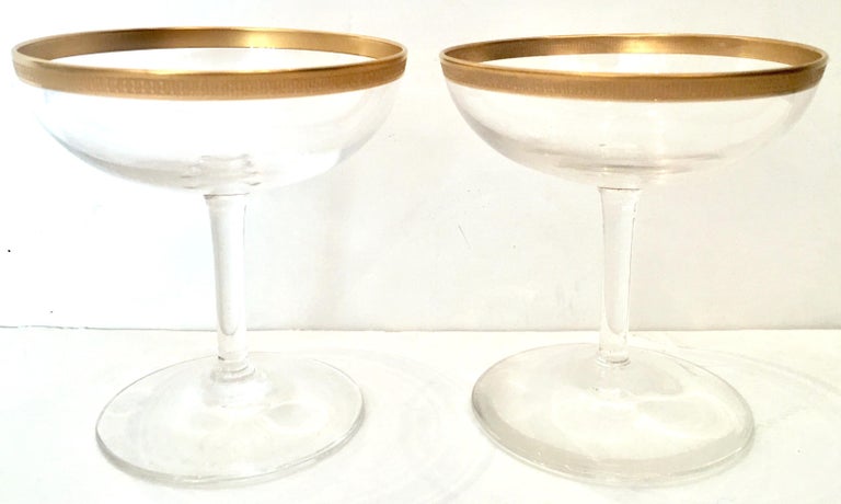 20th Century Italian Crystal and 22-Karat Gold Rim Stem Glasses, S/12 ...