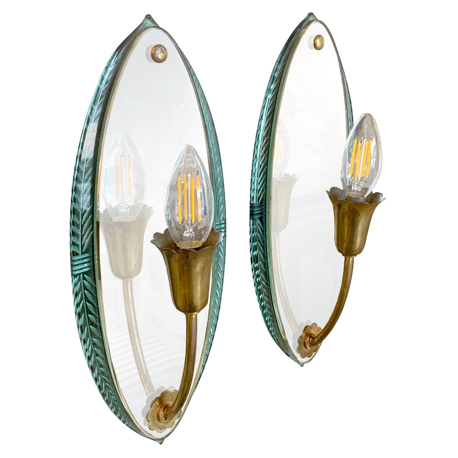 20th Century Italian Crystal Glass Wall Appliqués by Cristal Art at 1stDibs