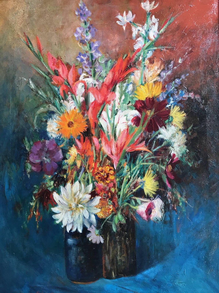 20th Century Italian Flowers Still Life Signed Umberto Montini For Sale ...