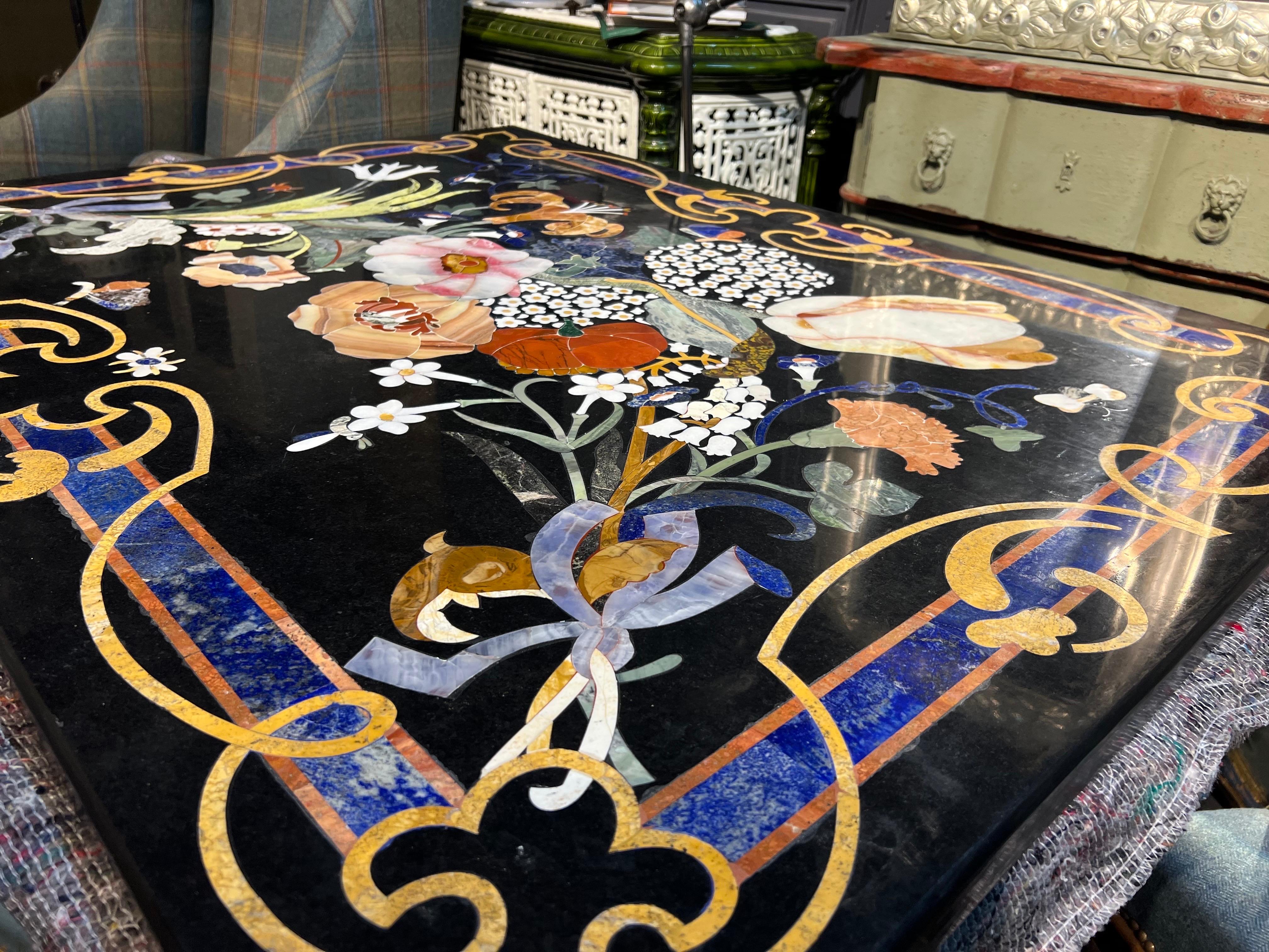 20th Century Italian Hand Made Marble Top Marquetry with Semi Precious ...