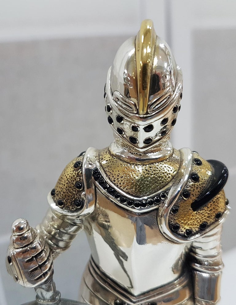 20th Century Italian in Enameled Sterling Silver Armor on Wood ...
