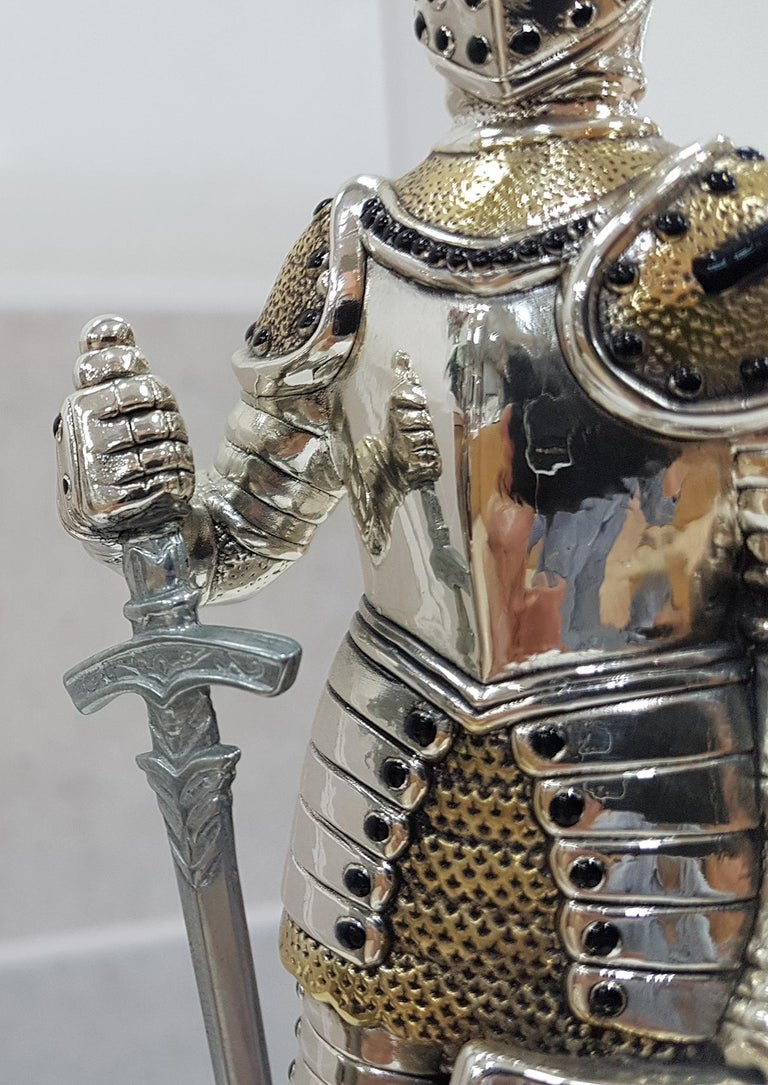 20th Century Italian in Enameled Sterling Silver Armor on Wood ...