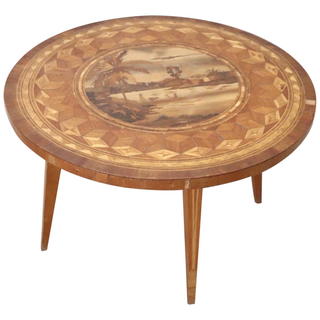 20th Century Italian Inlaid Walnut Round Coffee Table or Sofa Table at ...