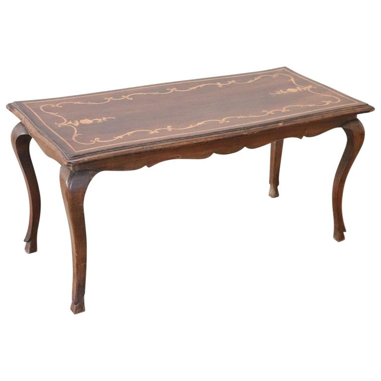 20th Century Italian Louis XV Style Inlaid Walnut Coffee Table or Sofa ...