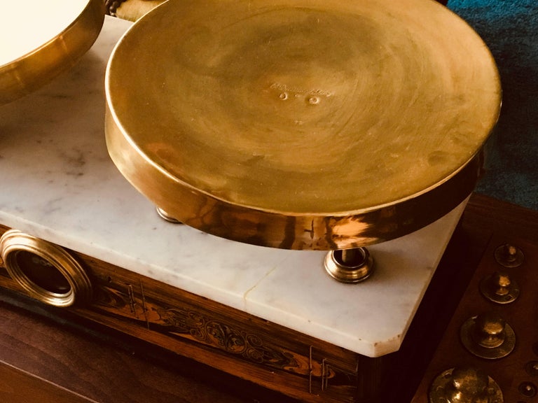 20th Century Italian Marble-Top Balance Scale with Complete Set of ...