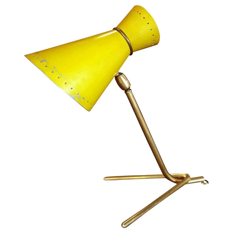 20th Century Italian Metal Table Lamp, Yellow Desk Lamp by Stilnovo For ...