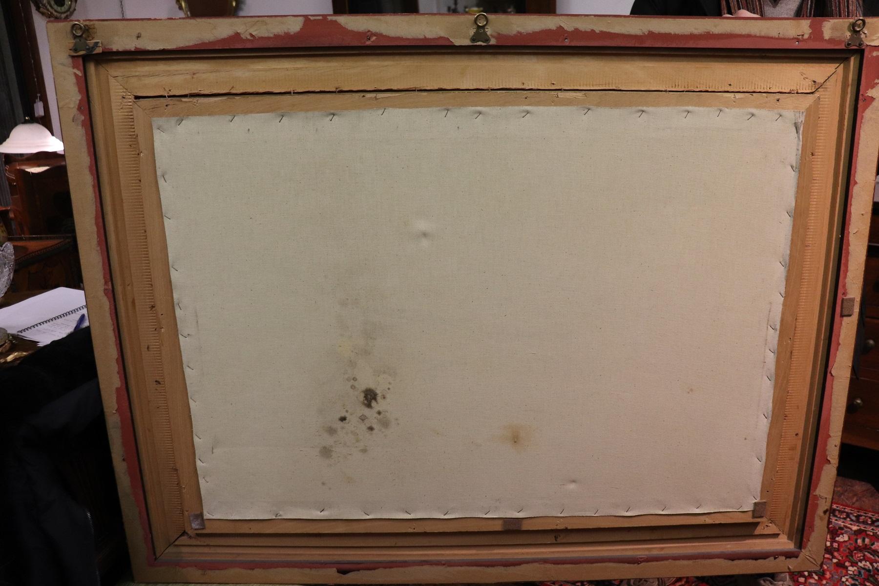 20th Century Italian Oil Painting on Canvas Landscape with Golden Frame ...