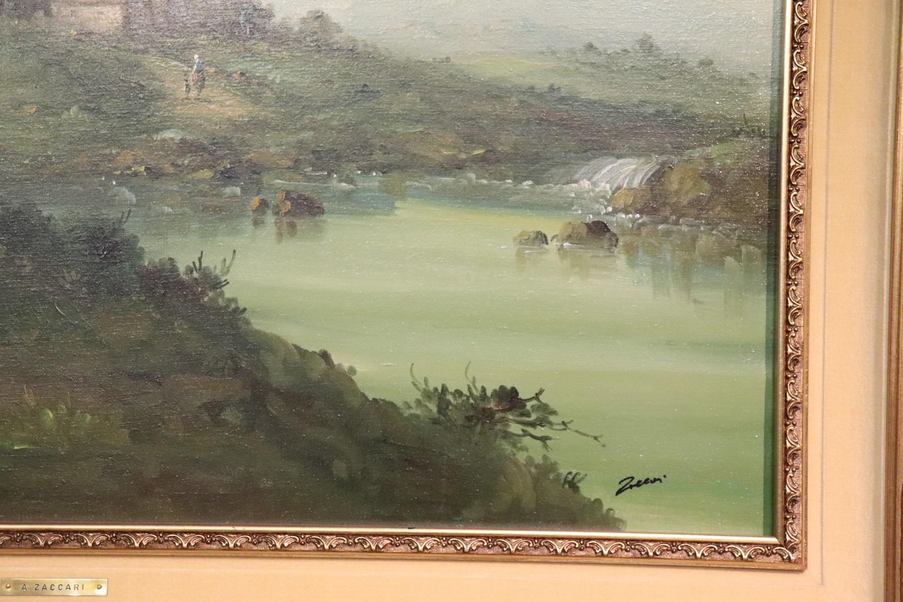 20th Century Italian Oil Painting on Canvas Landscape with Golden Frame ...