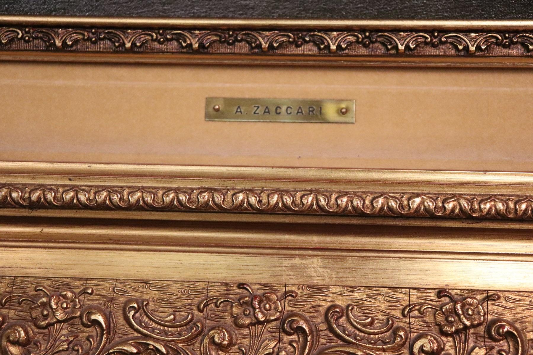 20th Century Italian Oil Painting on Canvas Landscape with Golden Frame ...