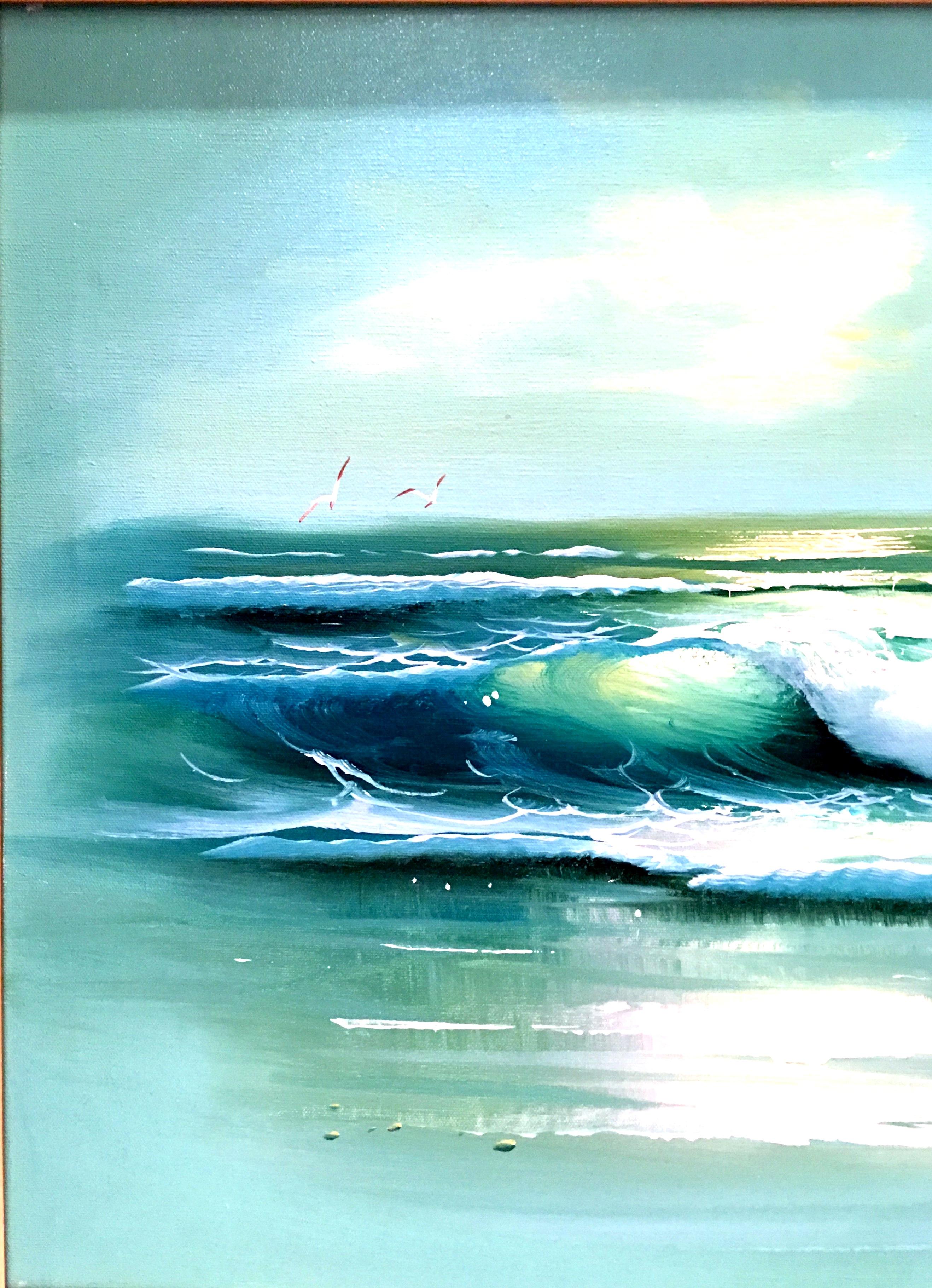 20th Century Italian Original Oil on Canvas Ocean Scene Painting by ...