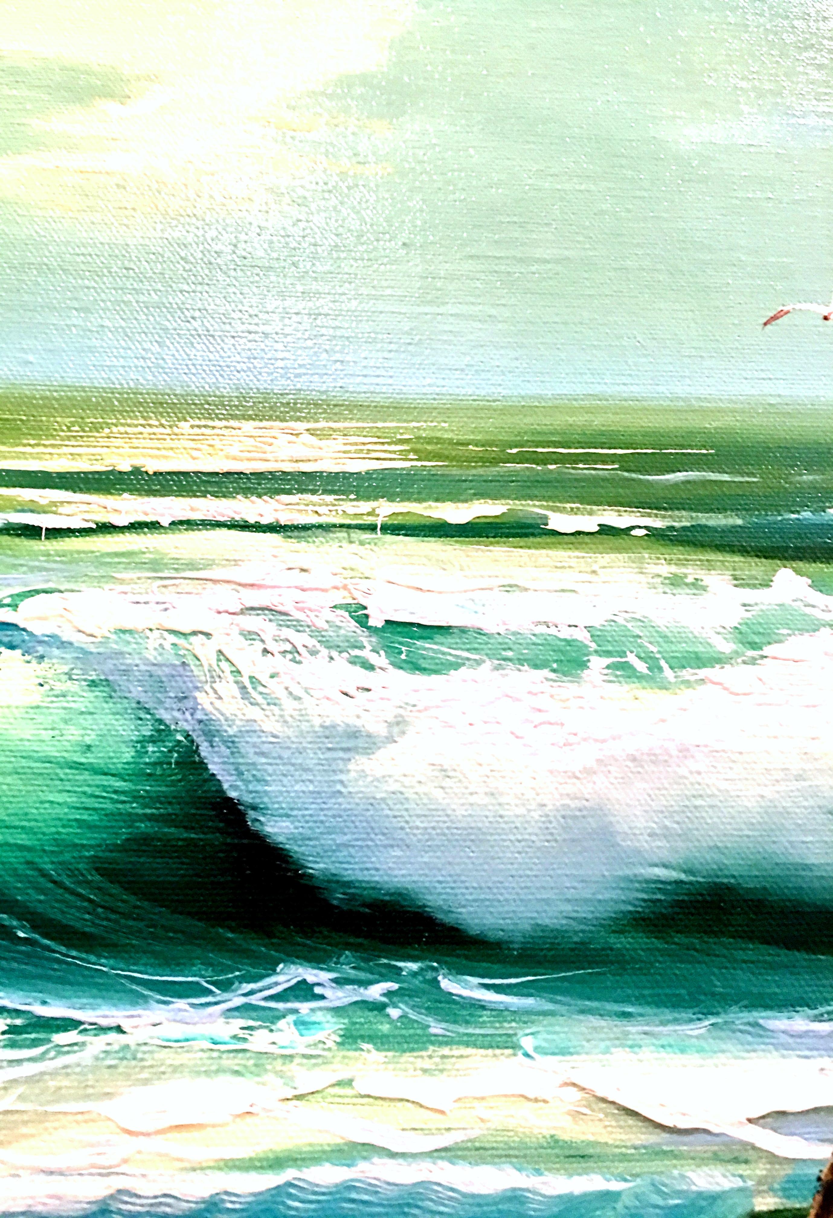 20th Century Italian Original Oil on Canvas Ocean Scene Painting by ...