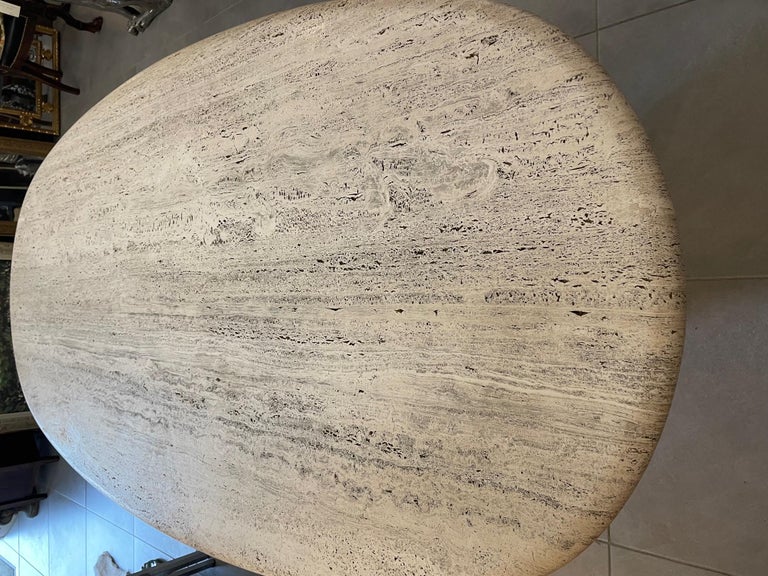 20th century Italian Ovale Travertine Dining Table, 1980s For Sale at ...