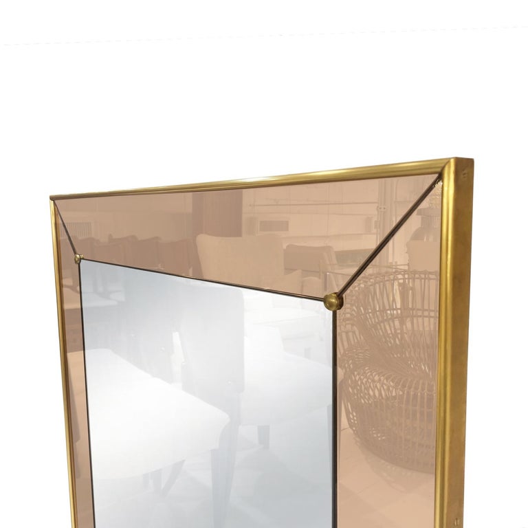 20th Century Italian Rectangular Colored Glass Wall Mirror by Cristal ...