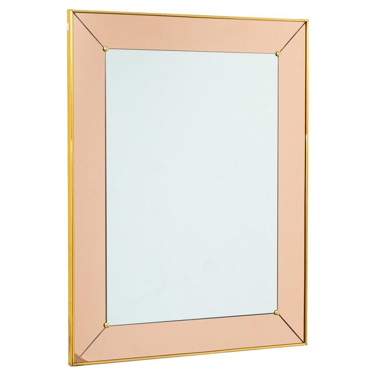 20th Century Italian Rectangular Colored Glass Wall Mirror by Cristal ...