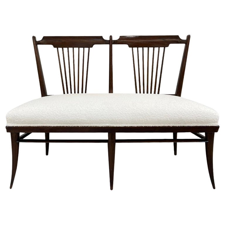 20th Century Italian Rosewood Bench, Small Divanetto Attributed to ...