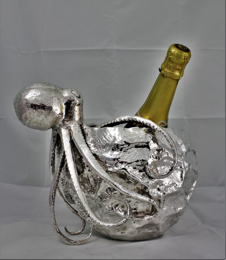 20th Century Italian Silver Engraved Octopus Wine Coolers, 1930s For ...