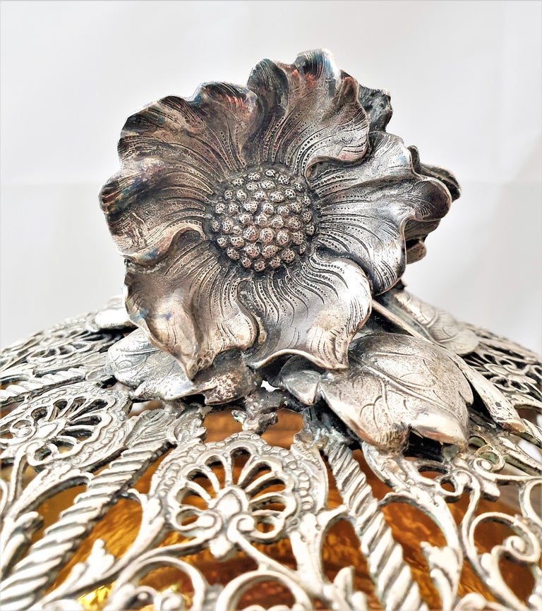 20th Century Italian Silver Fretwork Basket with Cover by Messulam ...