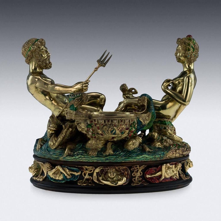 20th Century Italian Silver Gilt and Enamel Cellini Salt Cellar, circa ...
