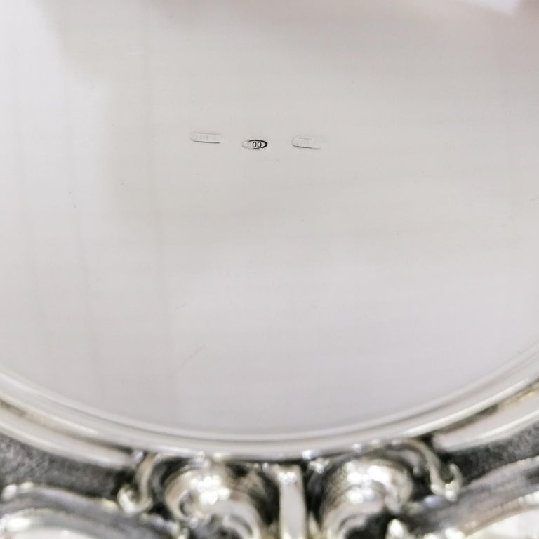 20th Century Italian Silver Table Clock Barocco revival For Sale at 1stDibs