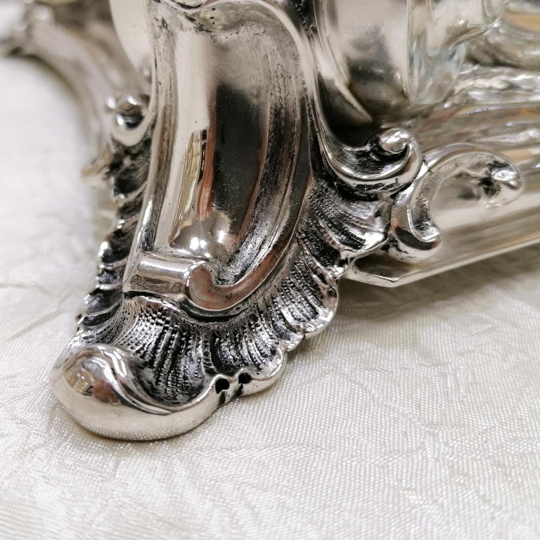 20th Century Italian Silver Table Clock Barocco revival For Sale at 1stDibs