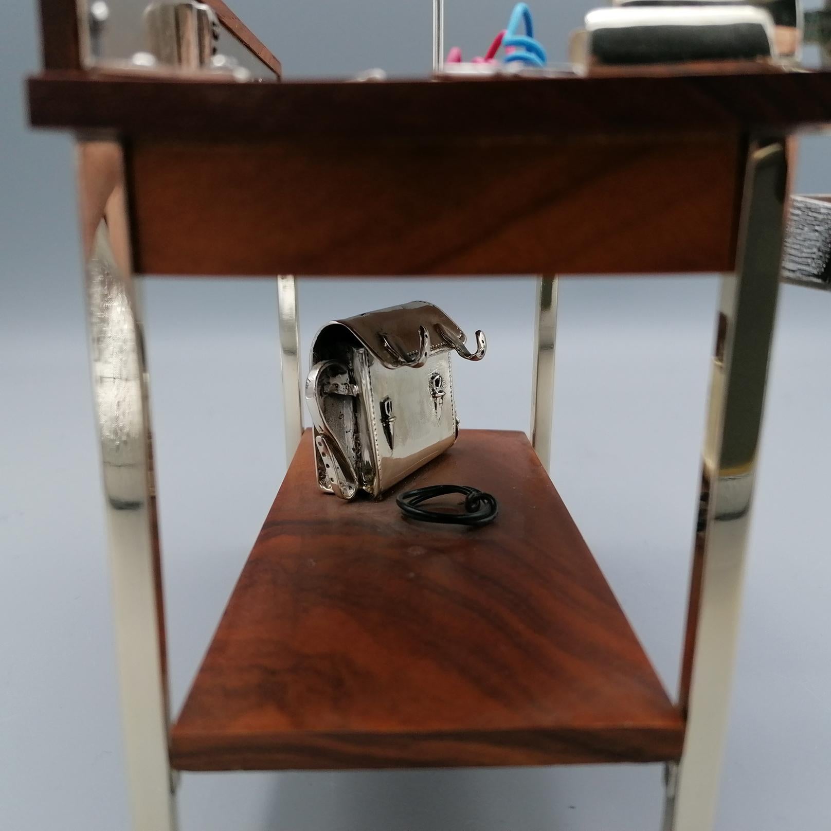 20th Century Italian Solid Silver 800 and Wood Electrician's Workbench ...