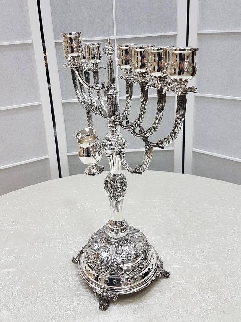 20th Century Italian Solid Silver 800 Nine Lights Chanukkiyah at 1stDibs